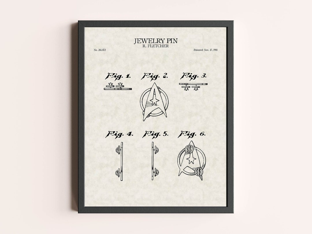 Sci-fi Intergalactic Starfleet Pin Patent Print | Sci-fi TV Print | Sci ...