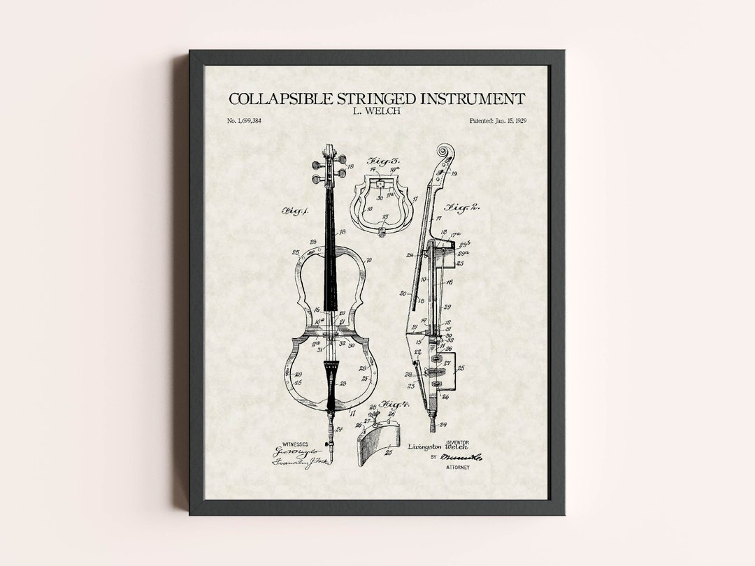 Cello Patent Print | Vintage Music Wall Art | Instrument Patent Art ...