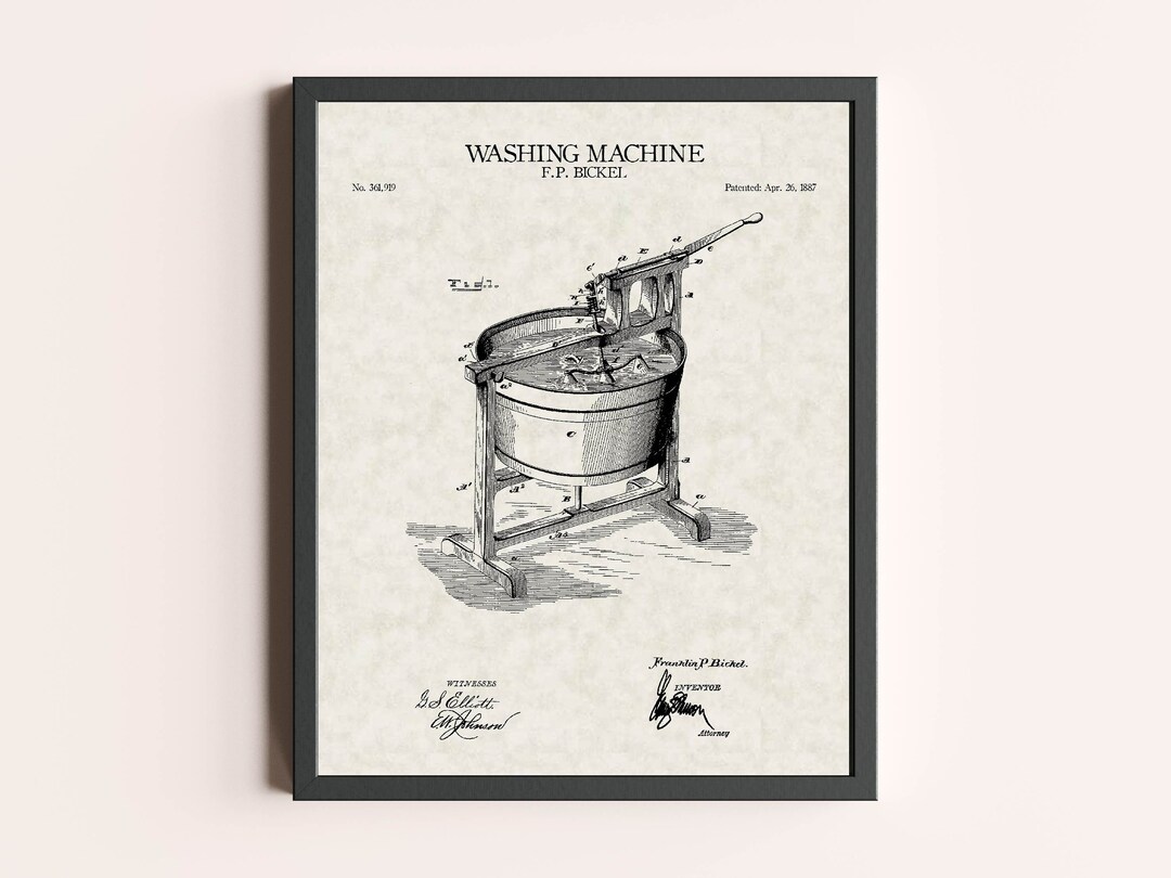 Washing Machine Patent Print | Laundry Print | Vintage Wall Art ...
