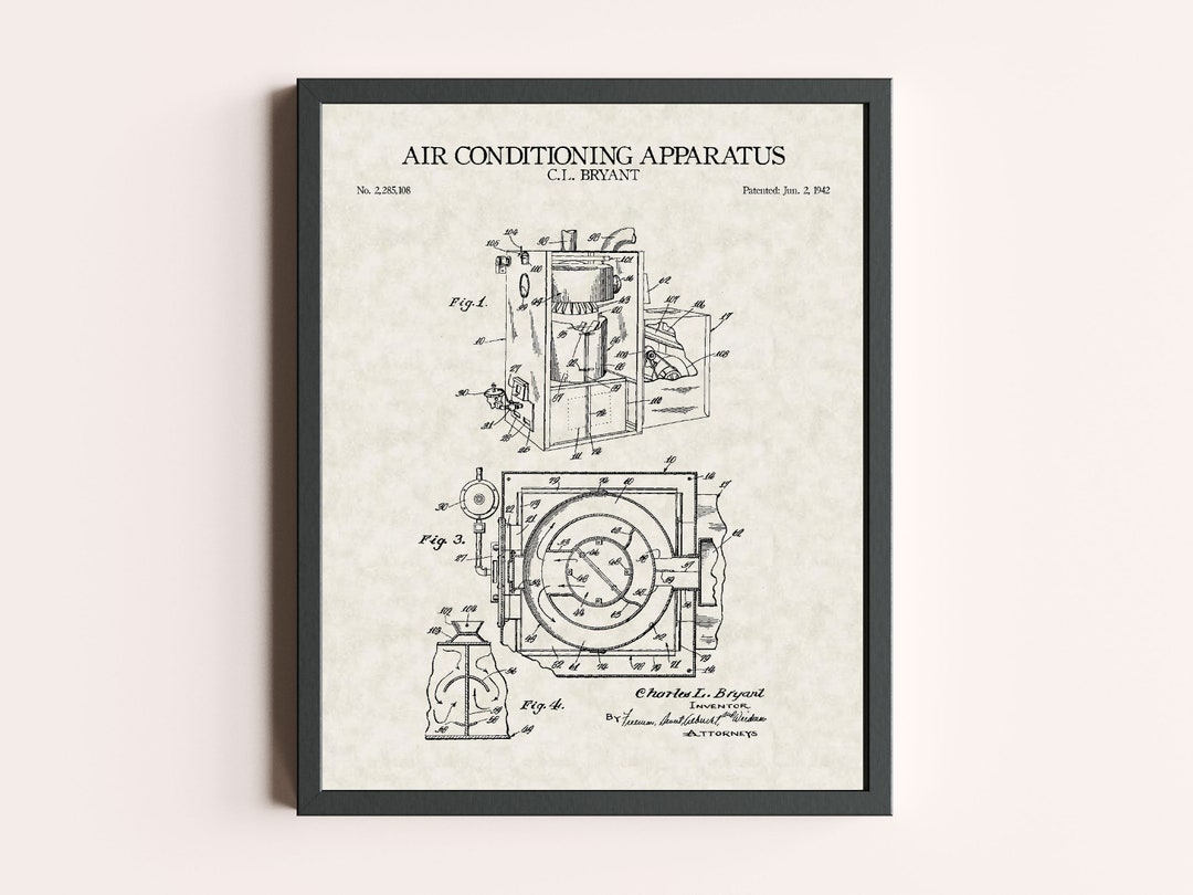Air Conditioner 1942 Patent Print | Vintage HVAC Wall Art | Cooling ...