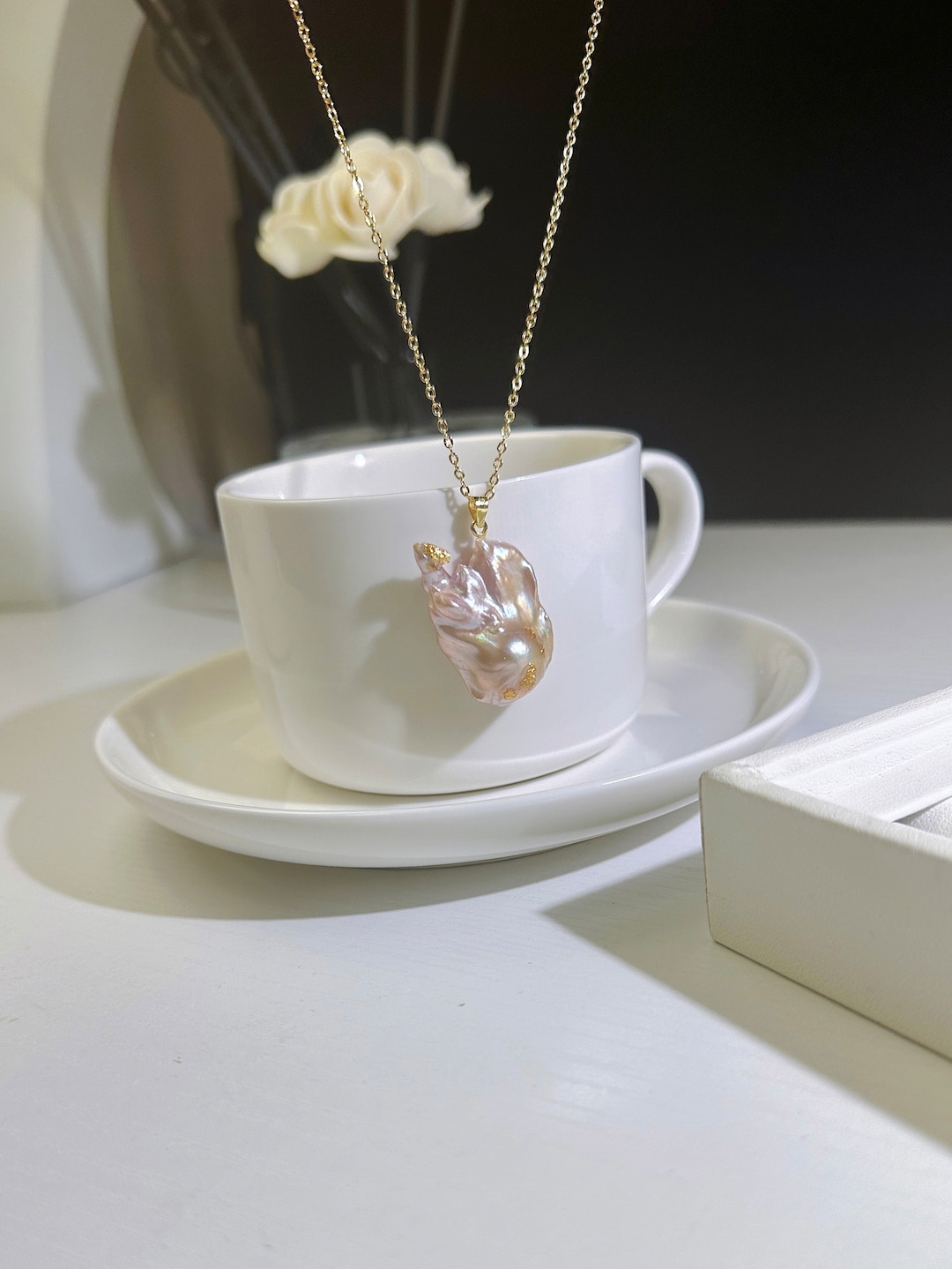 Large Baroque Pearl Pendant Necklace, Single Baroque Pearl Necklace ...