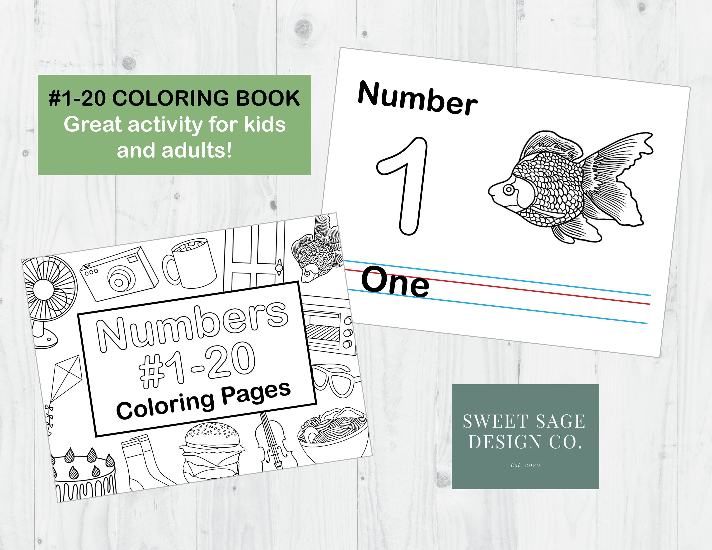 Numbers 123 coloring pages 2 Kid's 123 coloring | Etsy