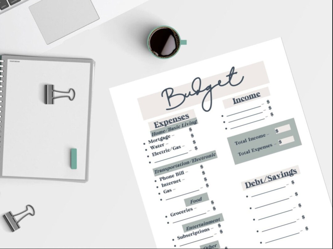 Budget Digital Download PDF Printable for Budgeting, Expense Tracking ...