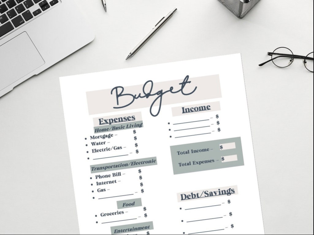 Budget Digital Download PDF Printable for Budgeting, Expense Tracking ...