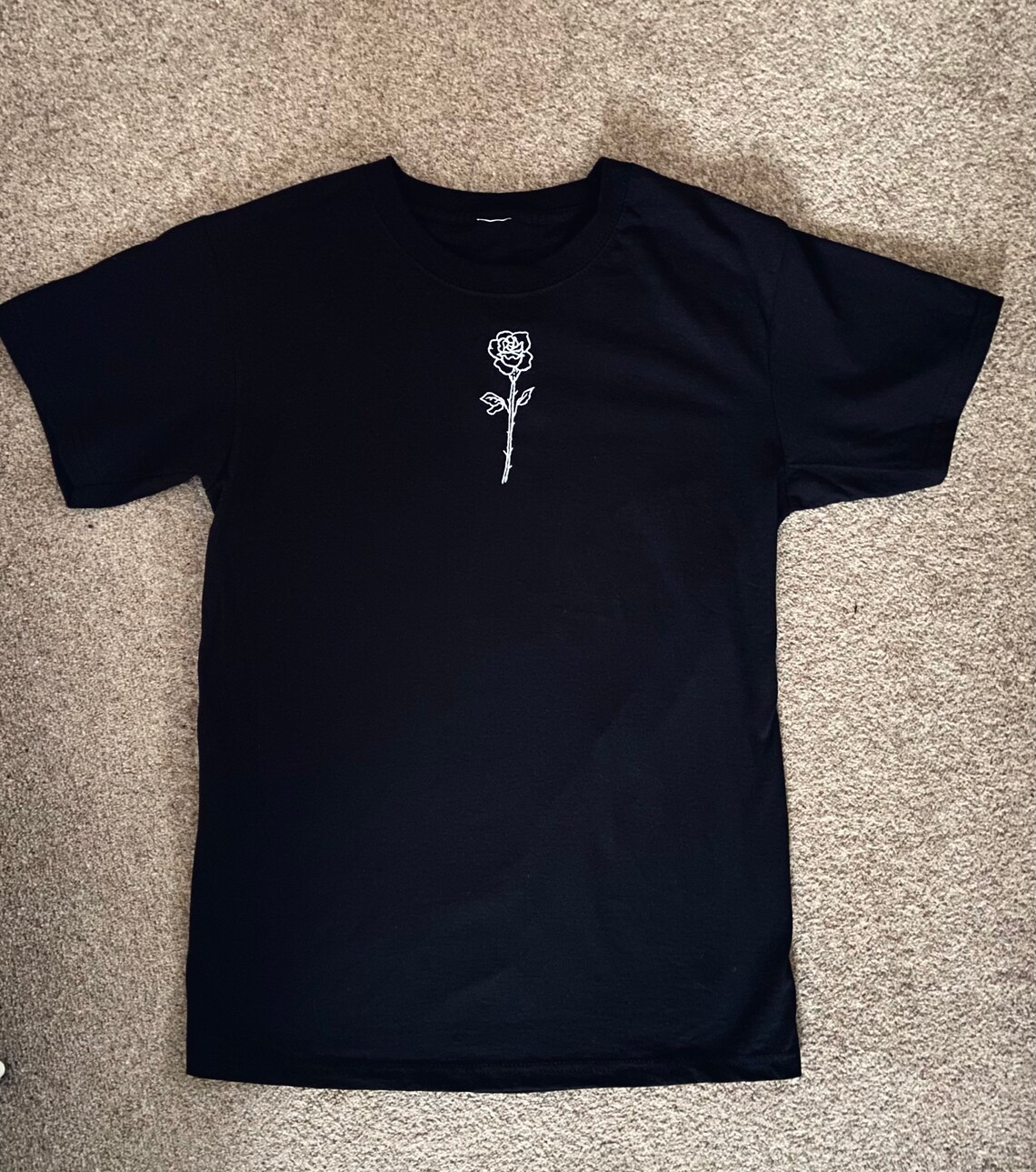 Hand Embroidered Oversized T-shirt Rose Design Linework Black - Etsy