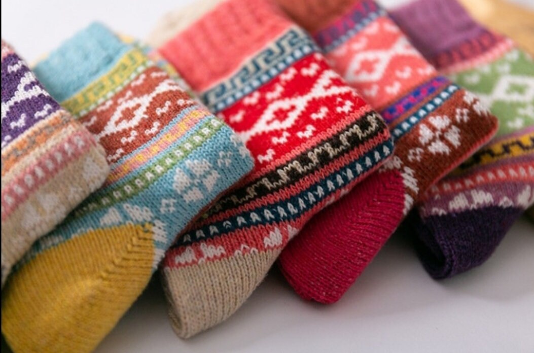 Set of 5 Pairs of Trendy Vintage Style Spring/winter Socks - Etsy
