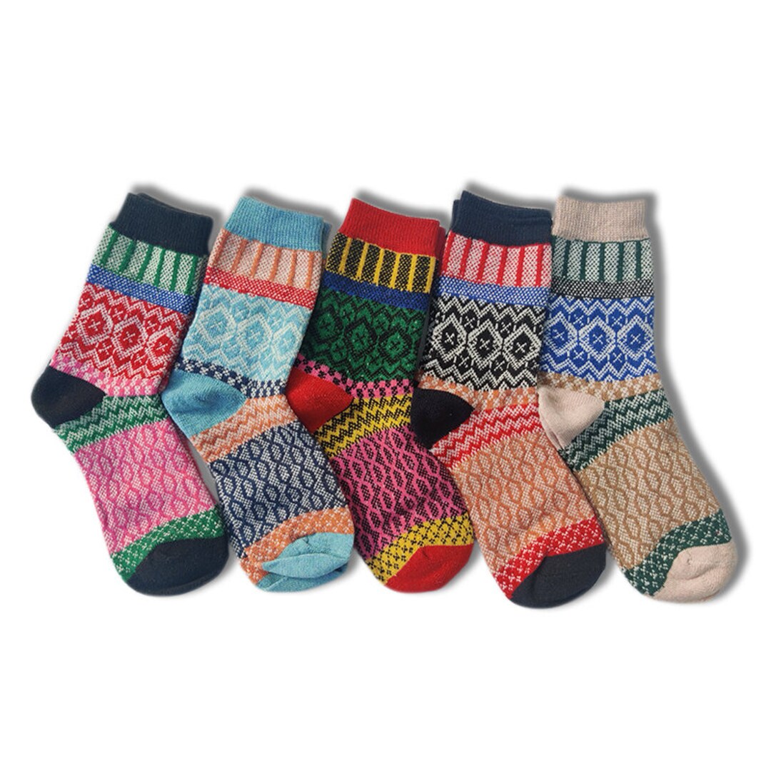 5 Pairs of Multipattern Wool Socks Unisex, Free Delivery. - Etsy