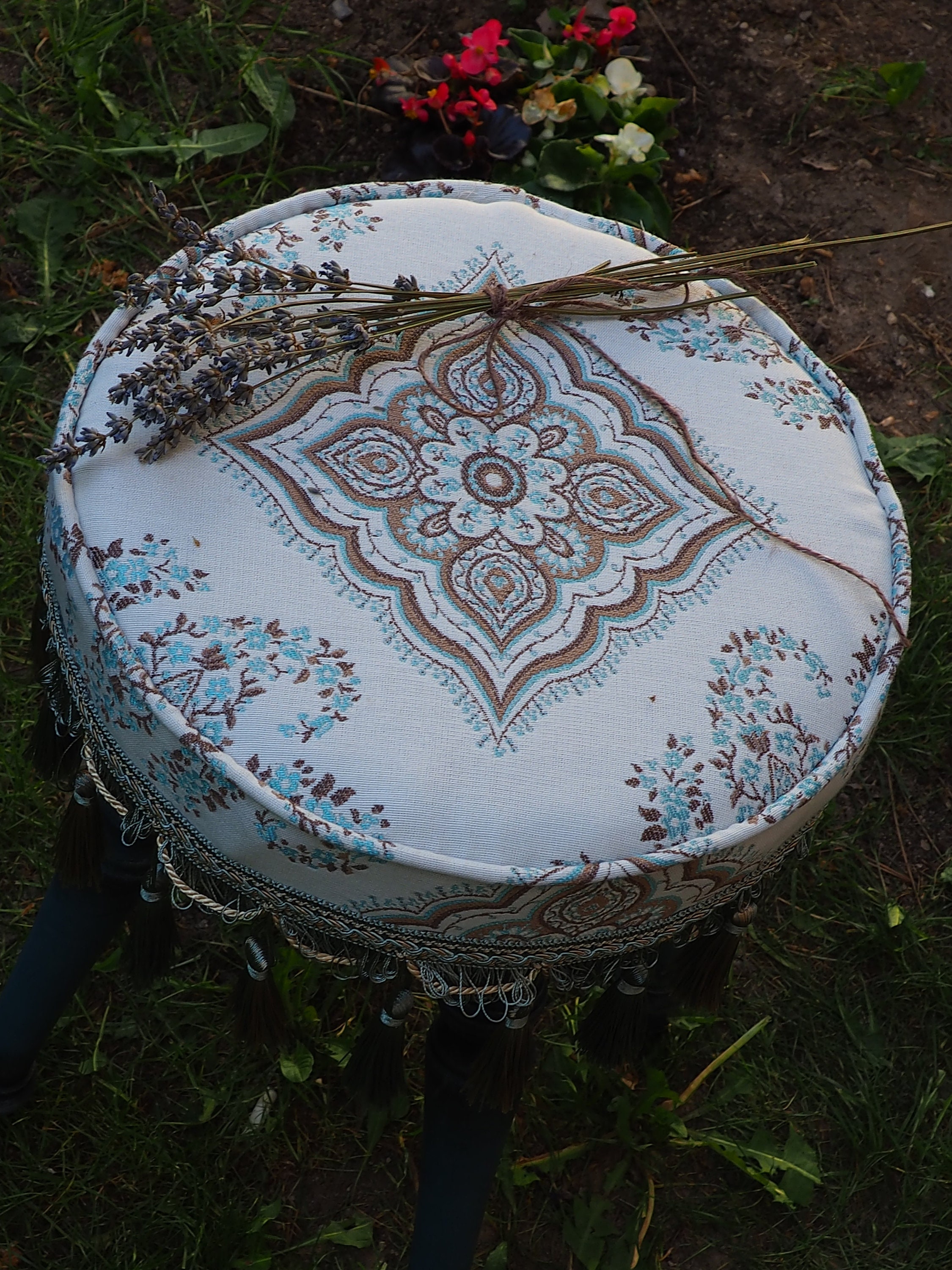 Turkish Ethnic Patterned Wooden Decorative Pouffe-ottoman Chair-turkish ...