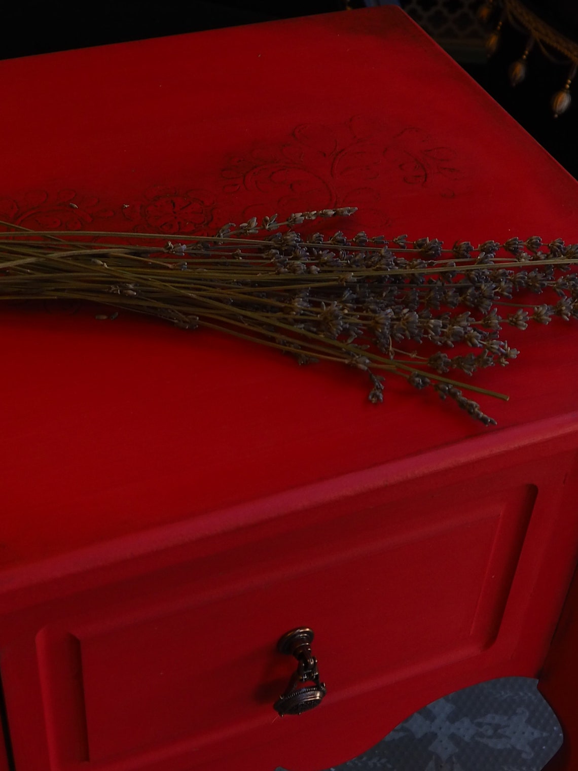 Bed Side Table With One Drawer vintage Style Red Colour | Etsy