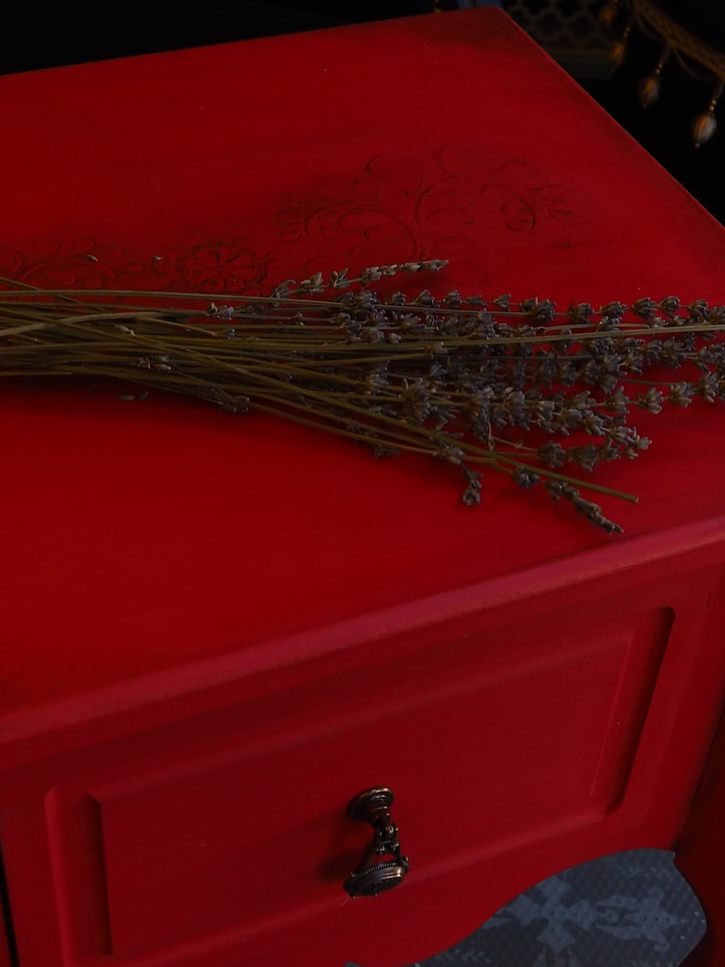 Bed Side Table With One Drawer vintage Style Red Colour | Etsy