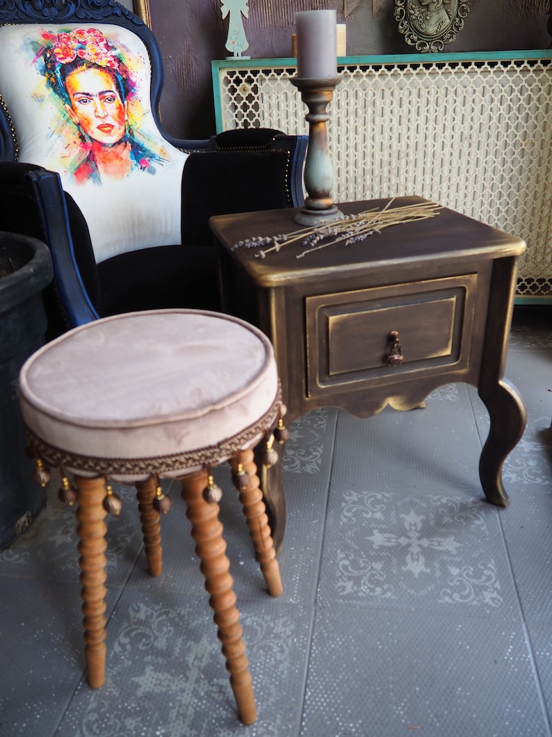 Bed Side Table With One Drawer vintage Style Brown Colour - Etsy