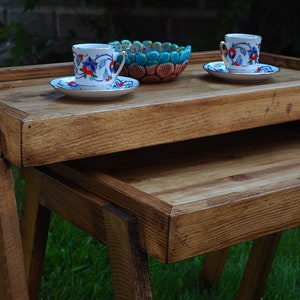 Set of 2 Side Table Made of Pine Wood - Natural Colour - Coffee Table ...