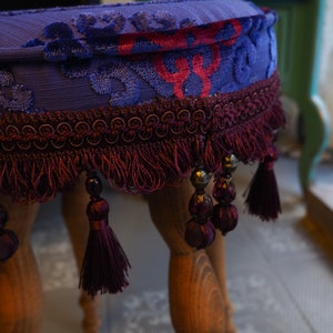 Turkish Purple Velvet Fabric Wooden Leg Decorative Pouffe and 2 FREE 45 ...
