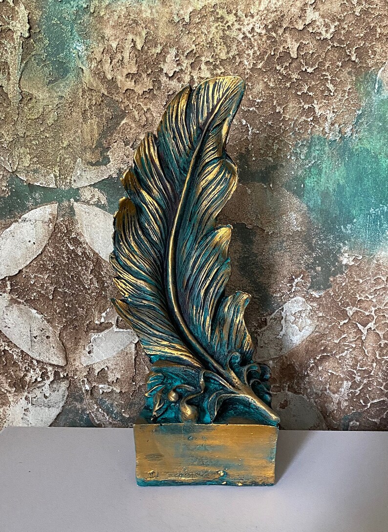 Feather Sculpture Decorative Objects Bohemian Bookshelf - Etsy