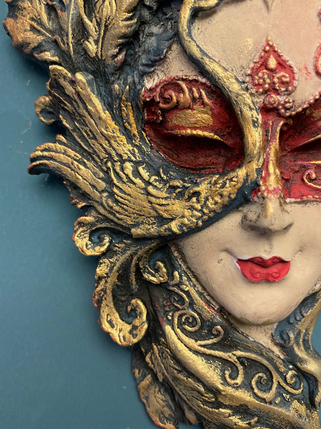 Peacock Venetian Mask Statue - Mask Christmas - Decorative Mask - Mask ...