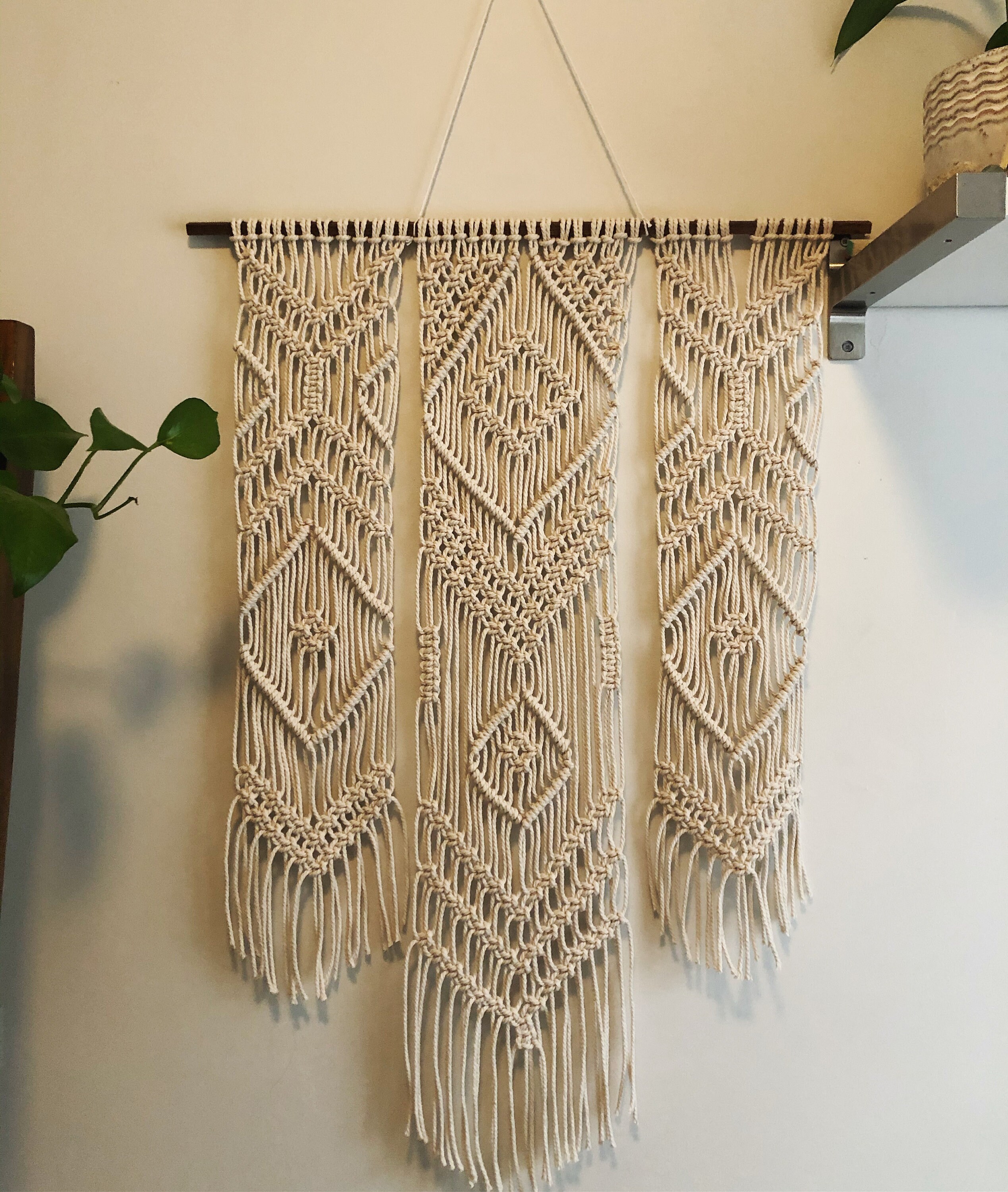 Macrame Three Panel Wall Decor, Handmade Macrame Wall Art, Boho Wall ...