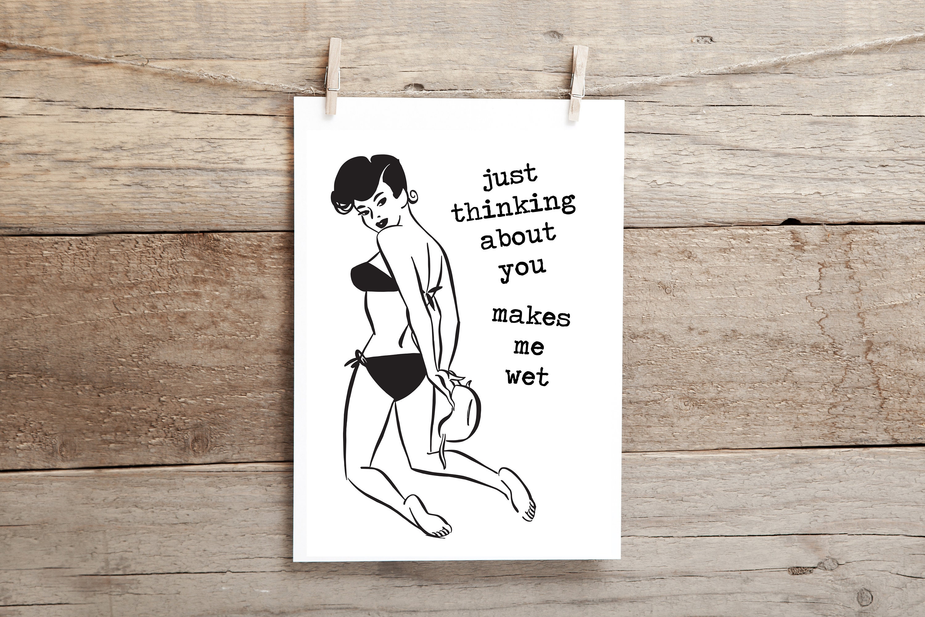 Just thinking about you makes me wet .. funny, inappropriate greeting card - Etsy 日本