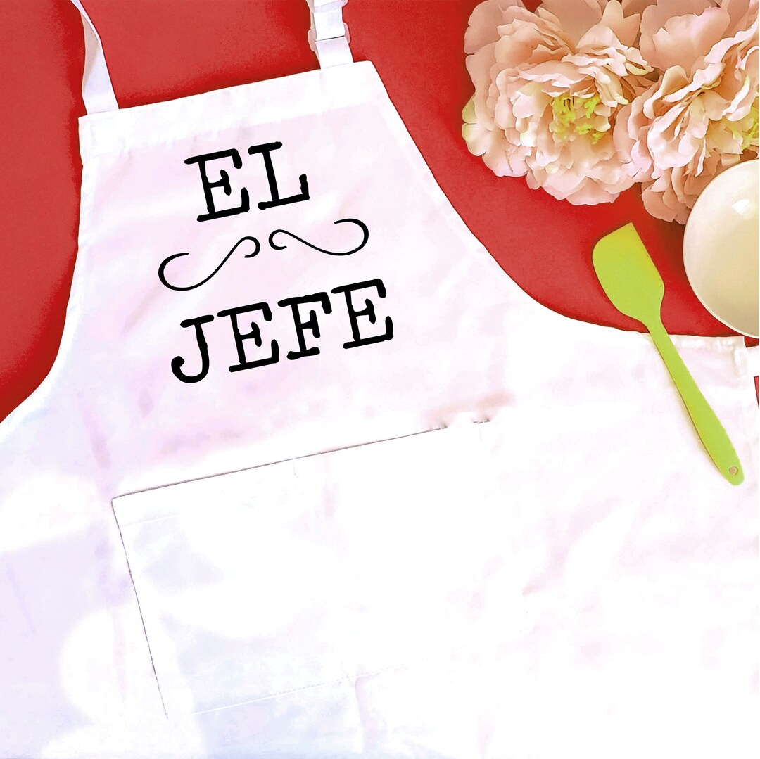 El Jefe Funny Linen Apron, BBQ Apron, Chefs Gift, Apron With Pocket ...