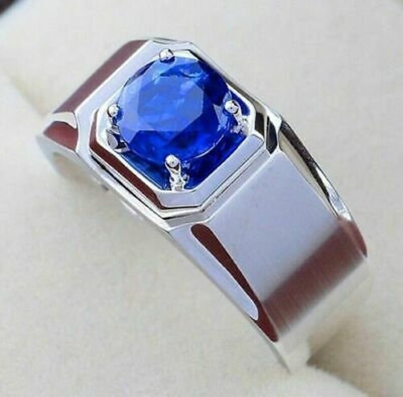 Natural Certified Round Shap Blue Sapphire/neelam 925 Sterling Silver ...