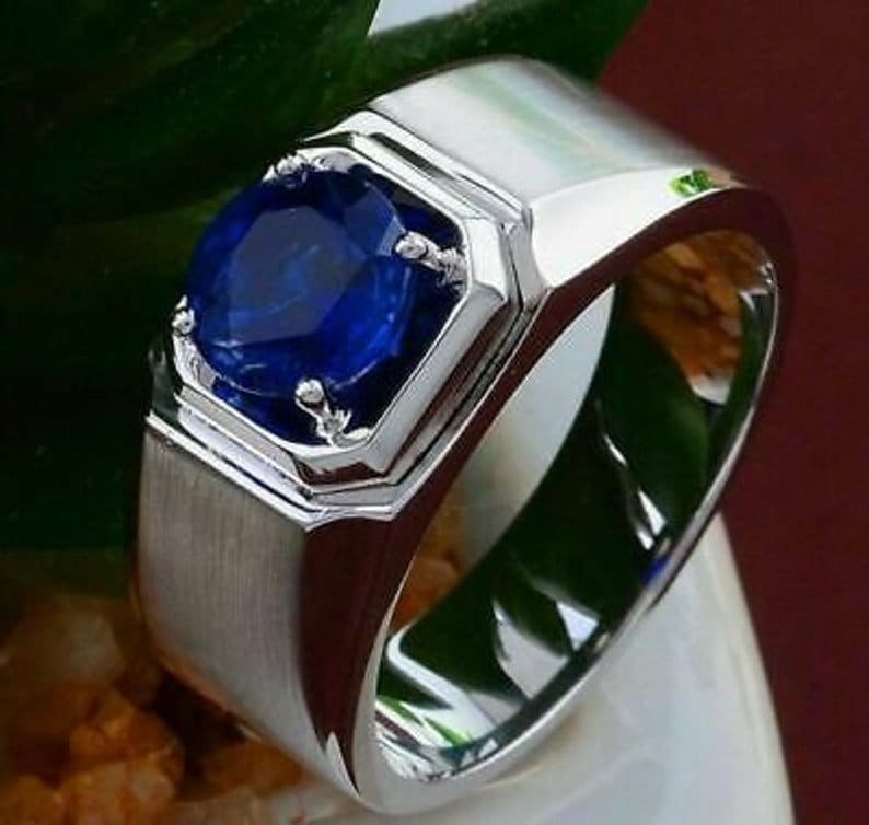 Natural Certified Round Shap Blue Sapphire/neelam 925 Sterling Silver ...