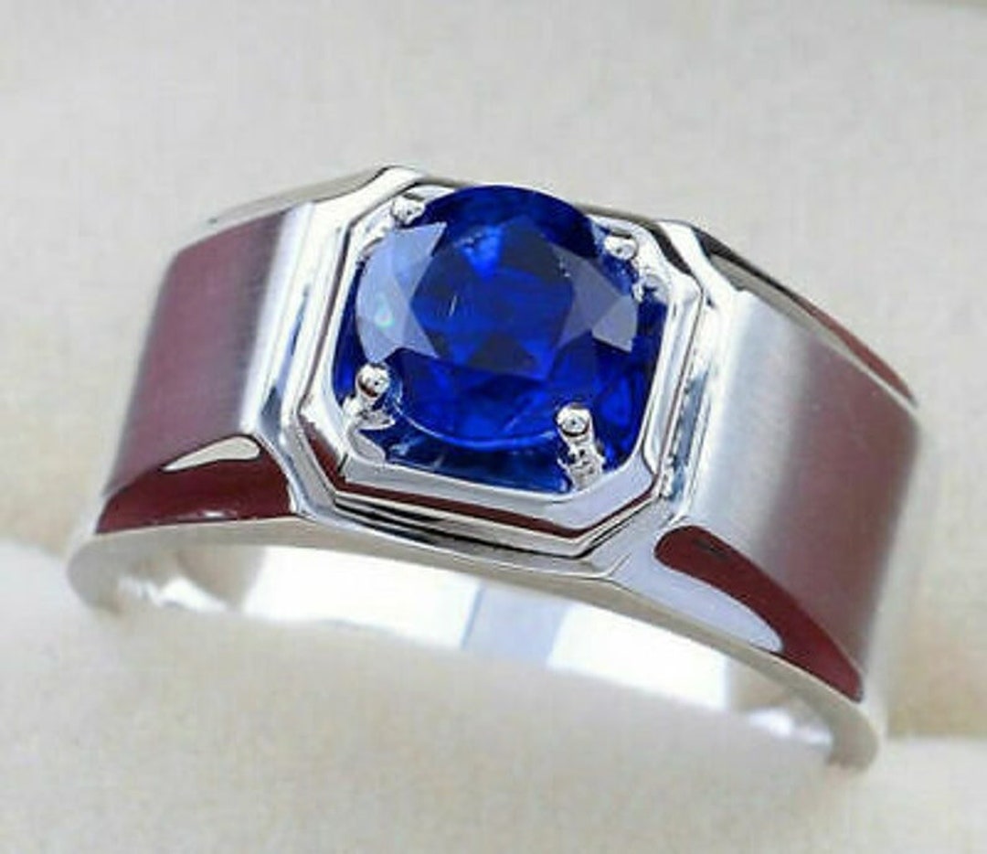 Natural Certified Round Shap Blue Sapphire/neelam 925 Sterling Silver ...