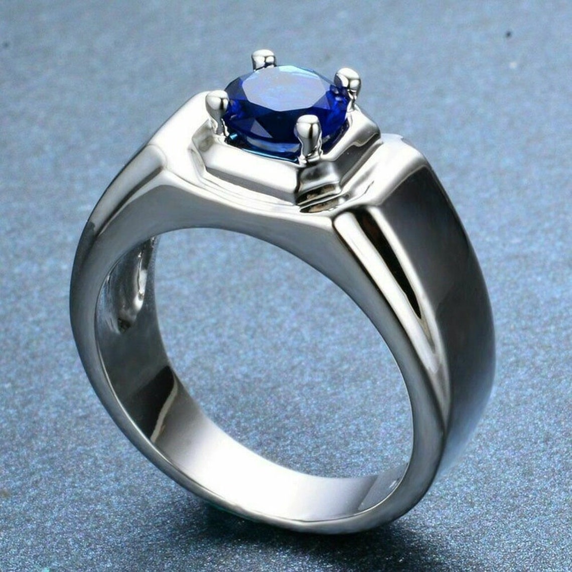 Natural Certified Round Shap Blue Sapphire/neelam 925 Sterling Silver ...