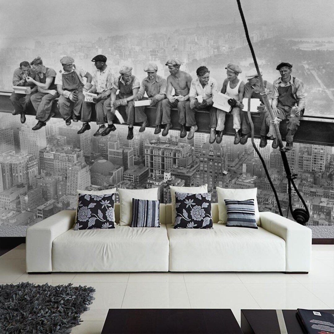 Photo Wallpaper Non-woven Wallpaper Lunch Atop a Skyscraper - Etsy