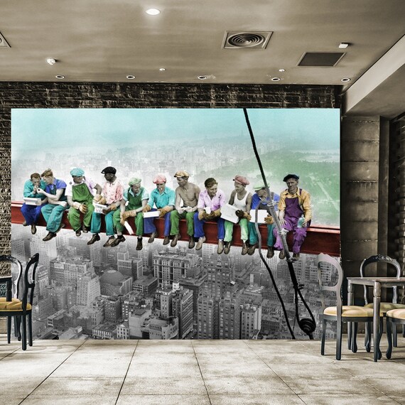 Photo wallpaper fleece wallpaper lunch atop a skyscraper 1932 lunch ...