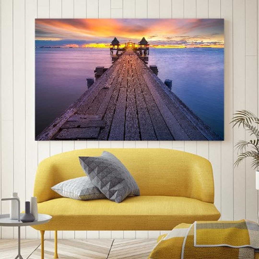 Canvas Print Canvas Print Mural Nature Landscape Jetty Lake Water ...