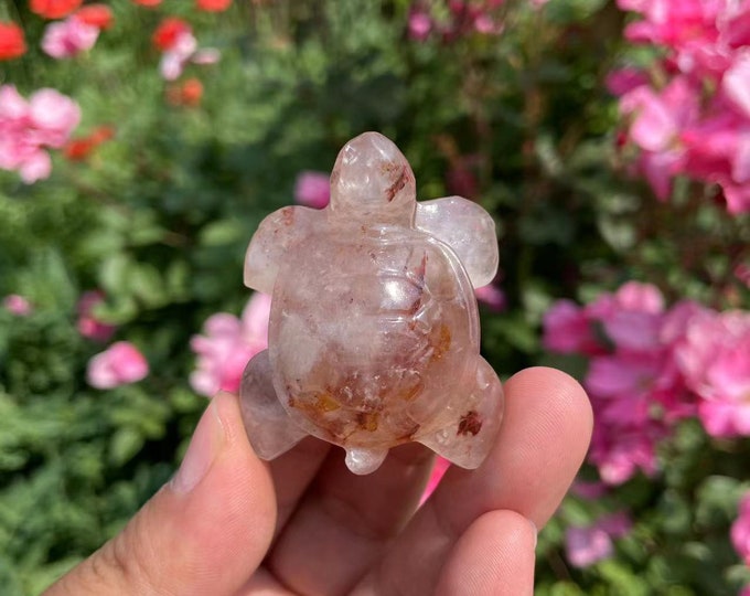 Hand Carved Fire Quartz Turtle Carving|crystal Sea Turtle Sculpture ...