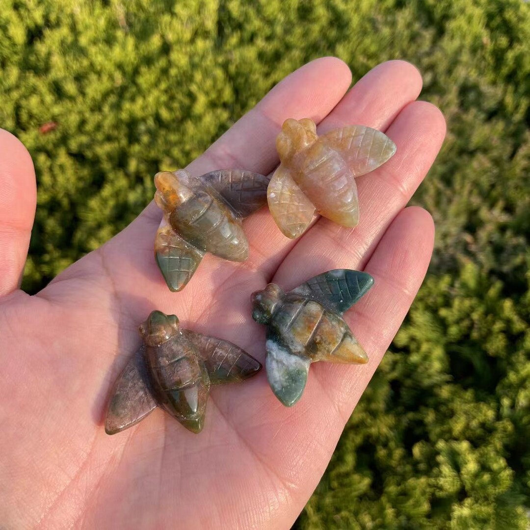 4 Pcs Ocean Jasper Bee Carving|healing Crystal Carving|crystal Bee ...