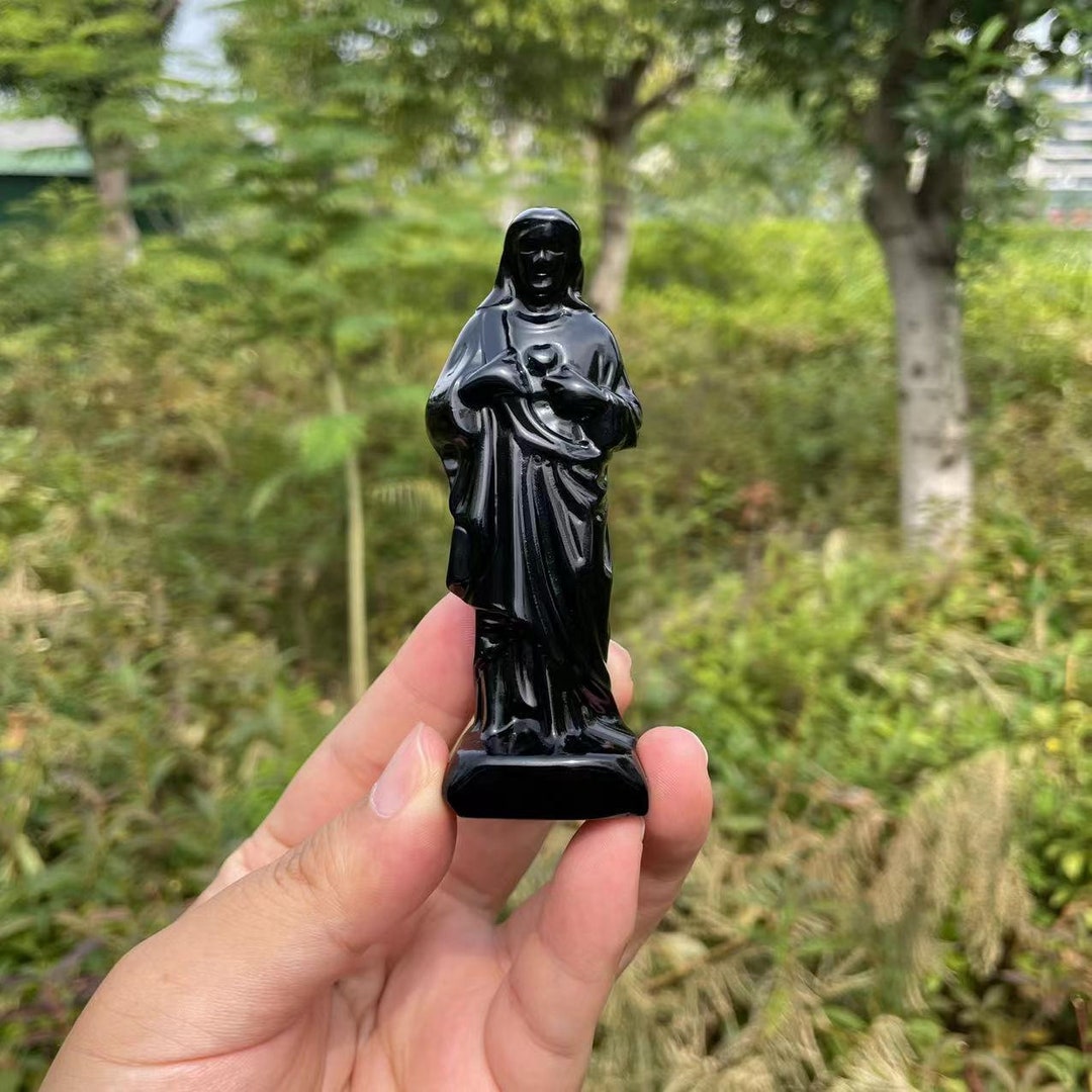 Black Obsidian Jesus Carvingobsidian Jesus Sculpture Crystal Handmade ...