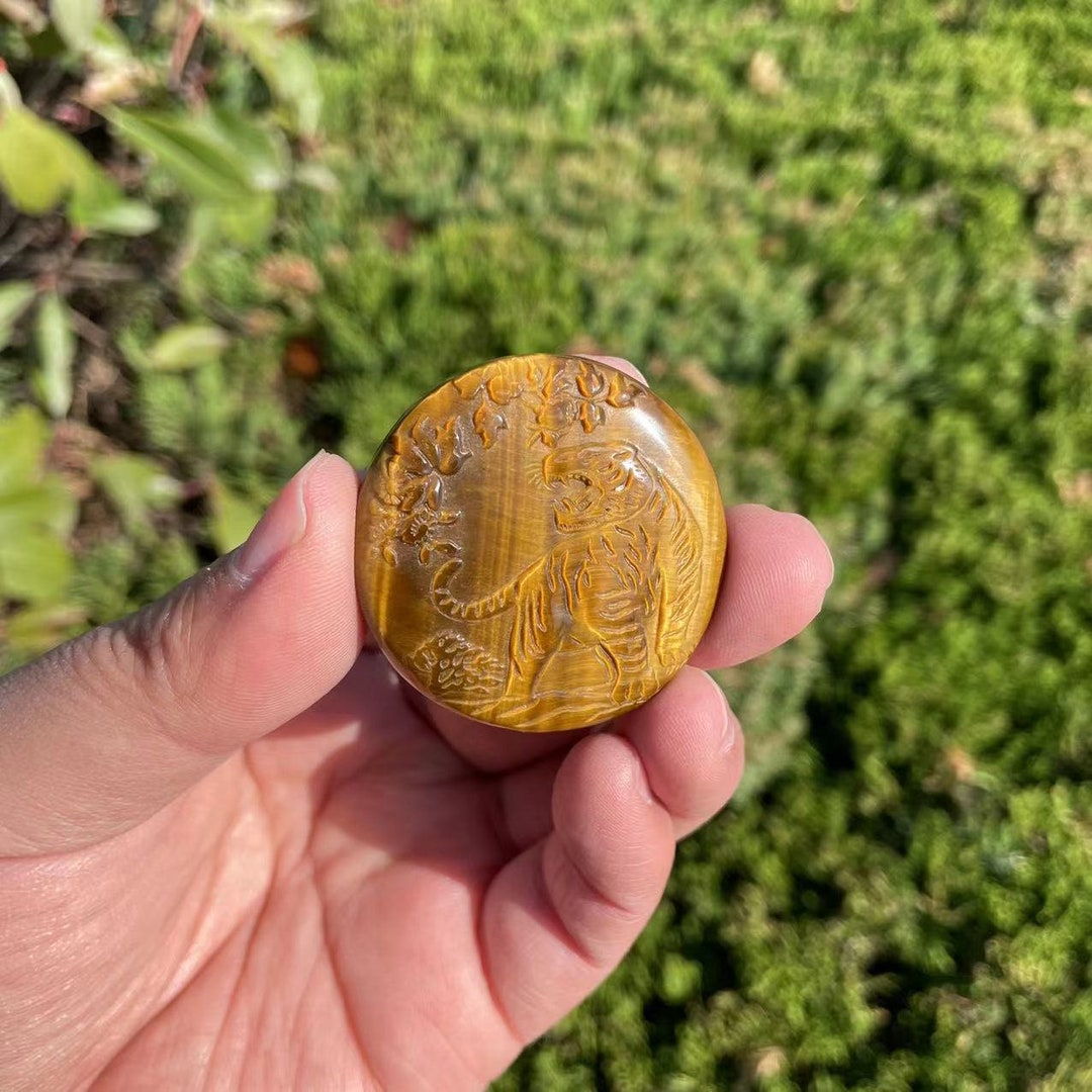 Cool Hand Carved Flash Tiger Eyes Tiger Carving|crystal Animal Tiger ...