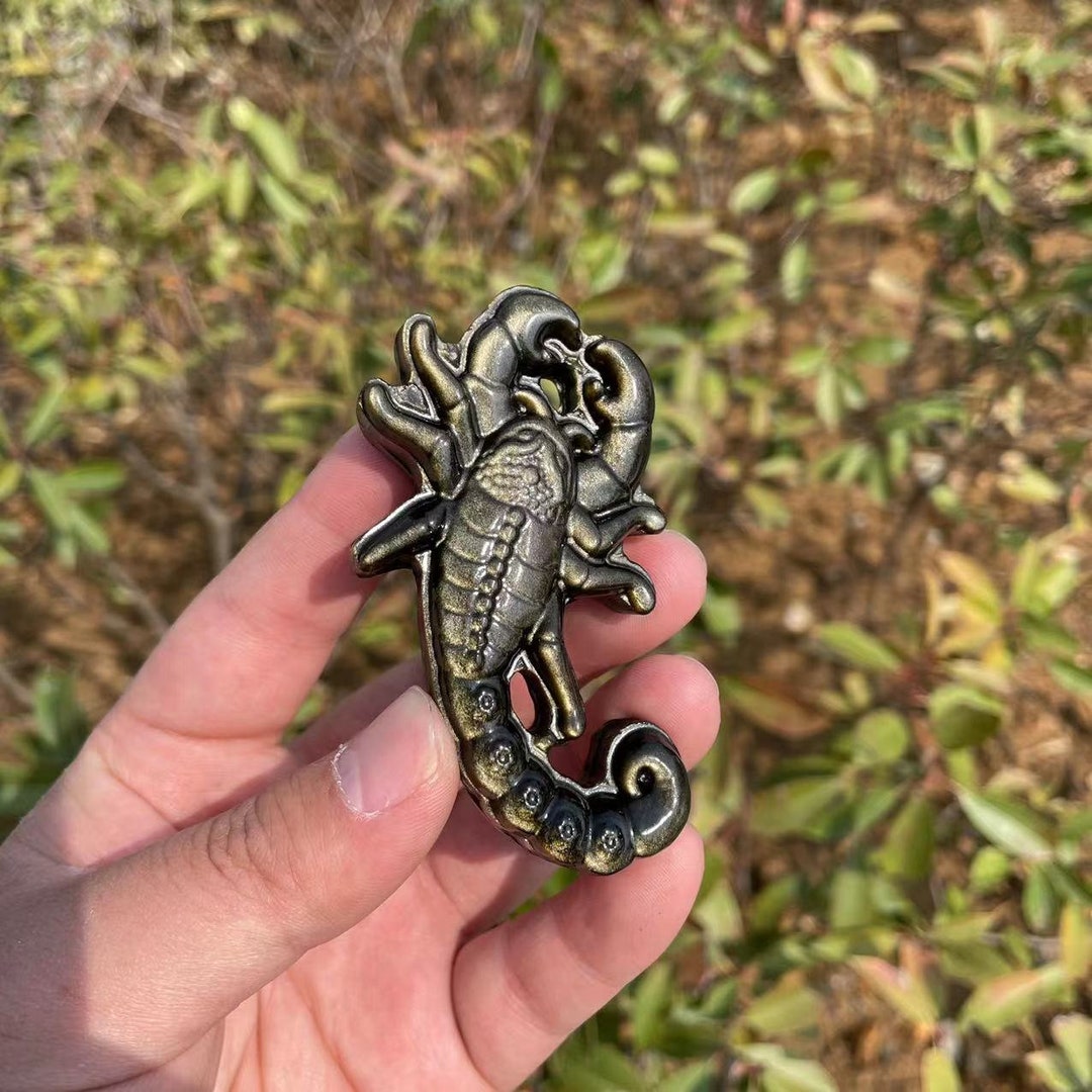 Flash Golden Obsidian Scorpion Carving|healing Crystal|crystal Scorpion ...