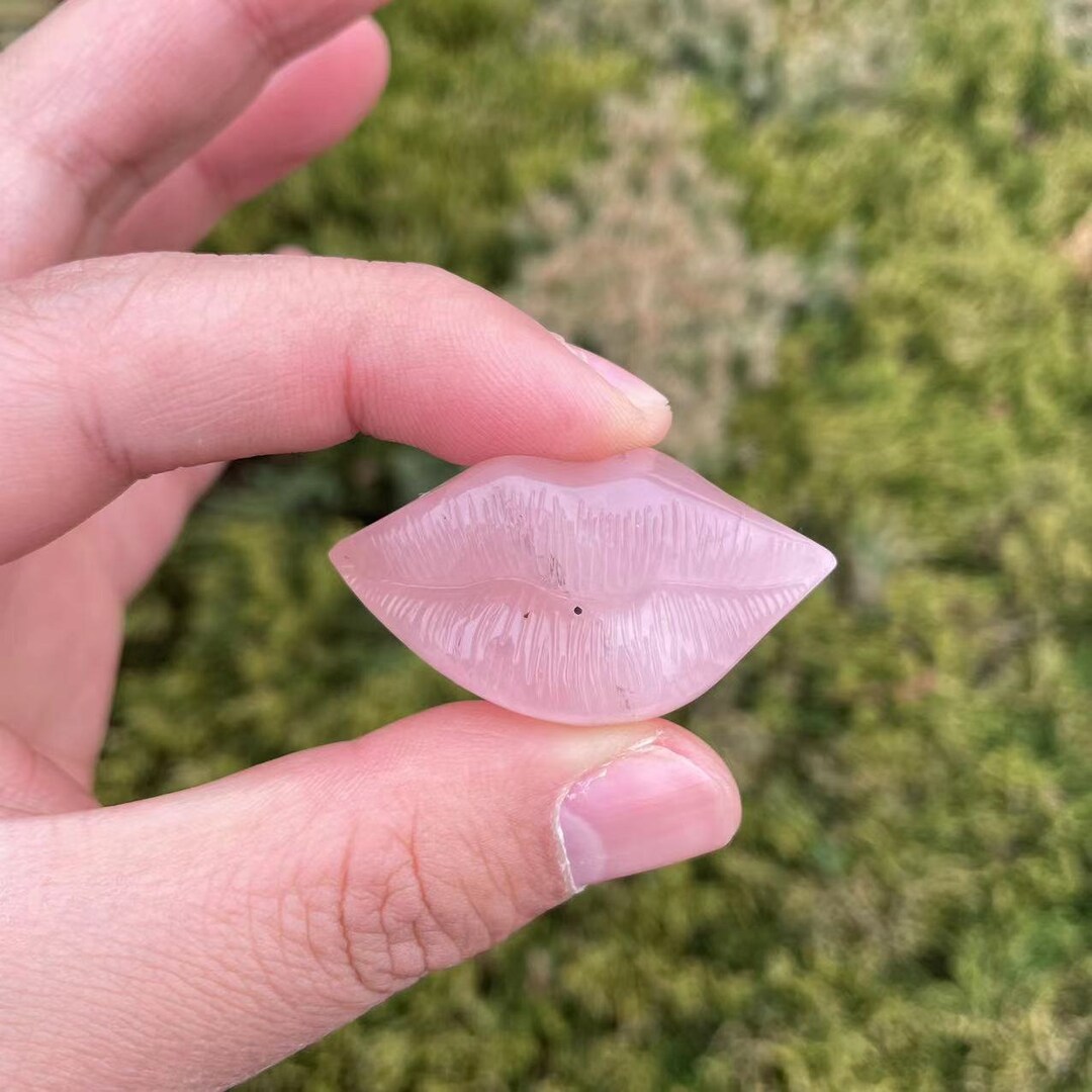 Natural Crystal Rose Quartz Lips Carving|crystal Lips Carving Unique ...