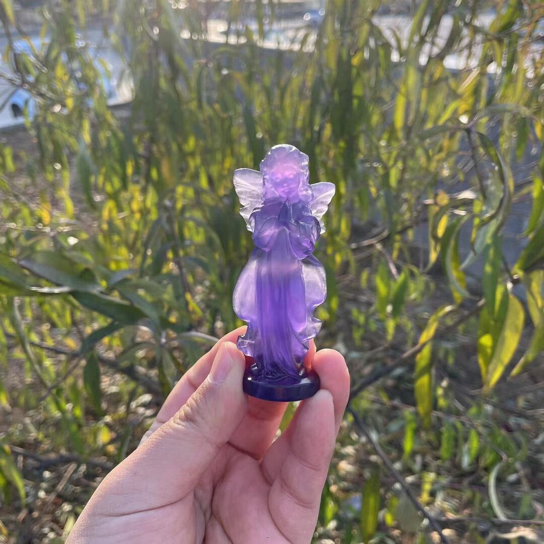Crystal Purple Fluorite Girl Angel Carvings | Healing Crystal Fluorite ...