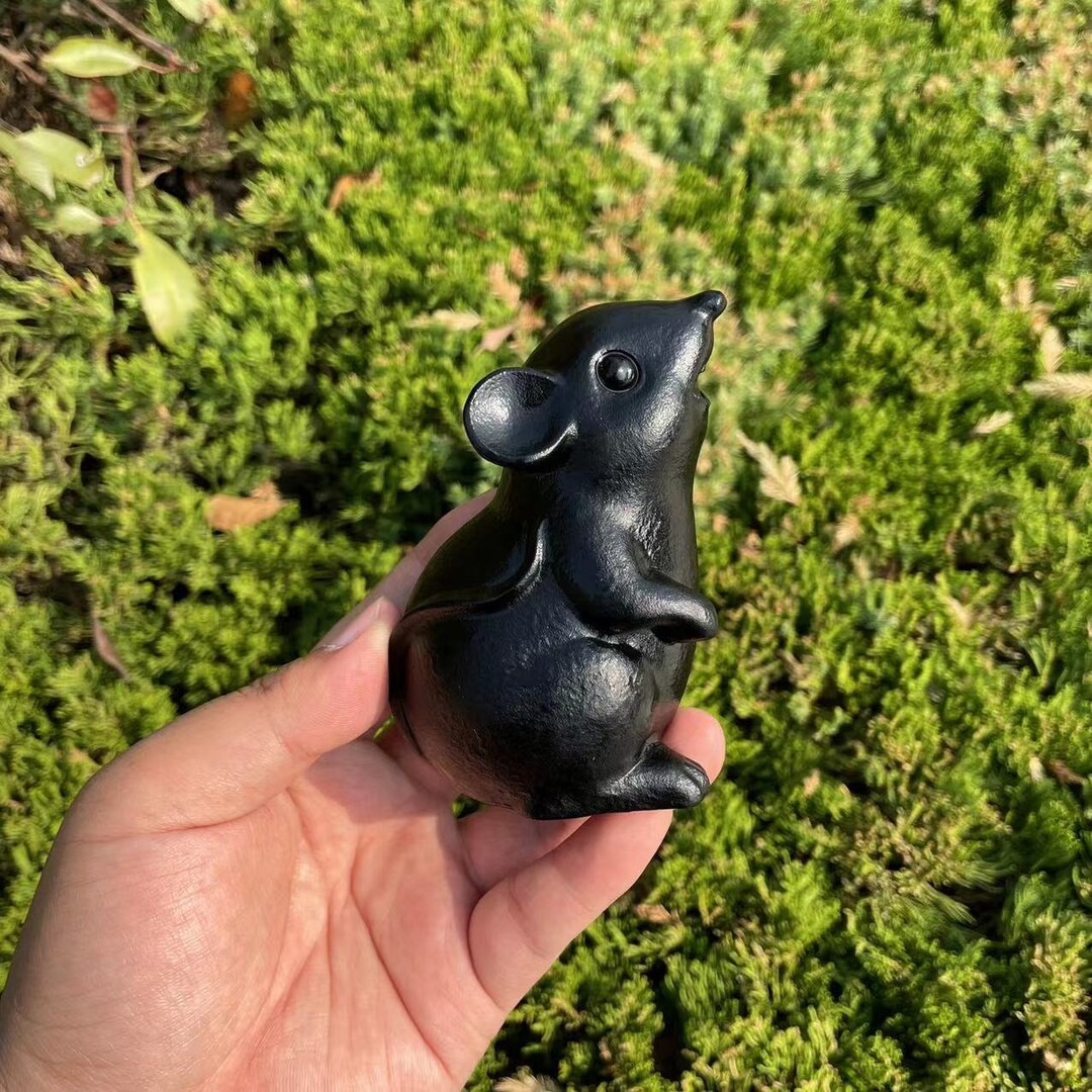 Bigger Black Obsidian Mouse Carving|healing Crystal|stone Mouse Carving ...