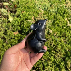 Bigger Black Obsidian Mouse Carving|healing Crystal|stone Mouse Carving ...