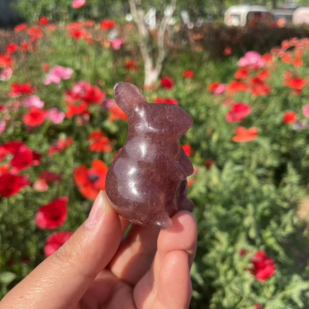 Lovely Strawberry Rabbit Carving|healing Crystal|crystal Strawberry ...