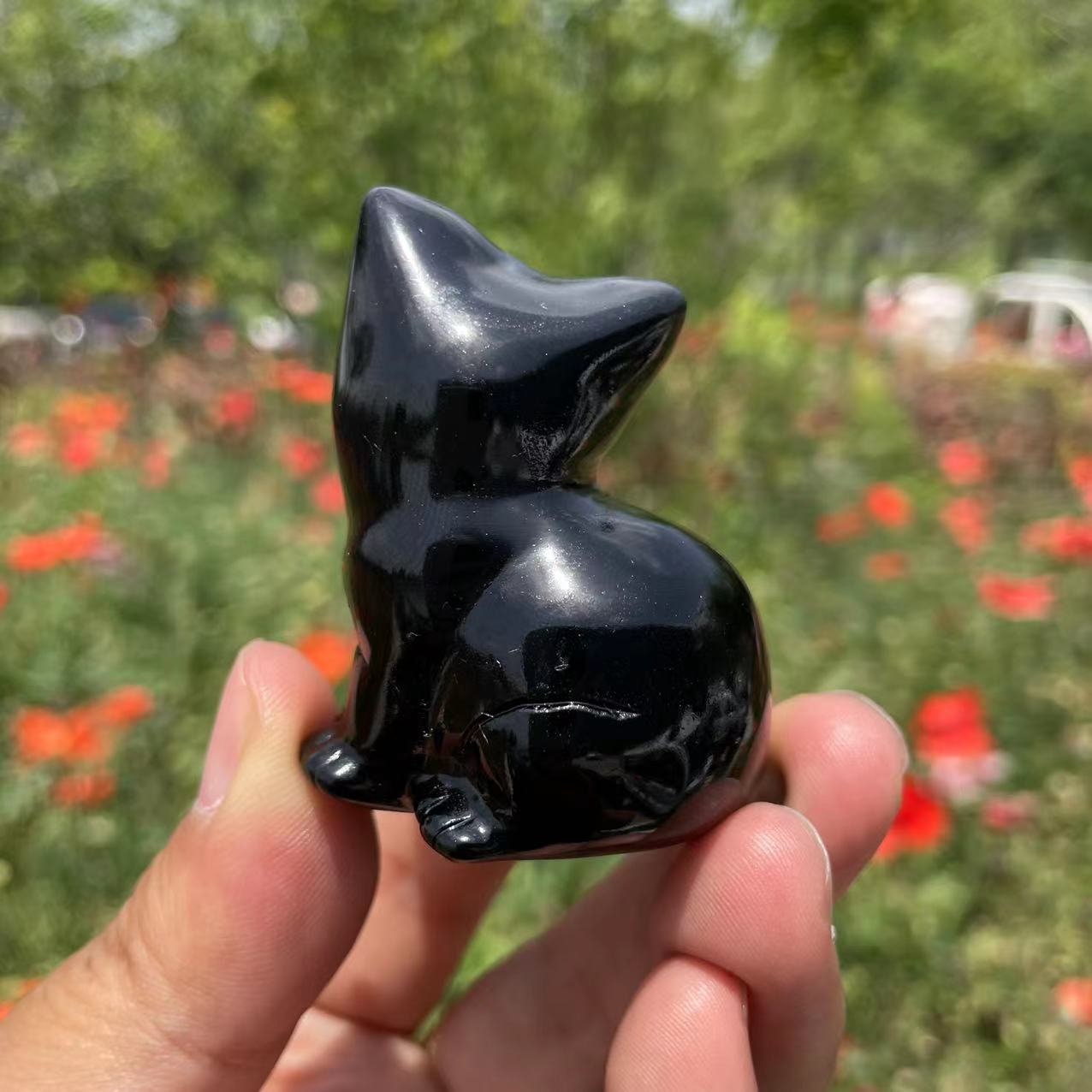 Black Obsidian Cat Carving: Healing Crystal Animal Sculpture - Etsy