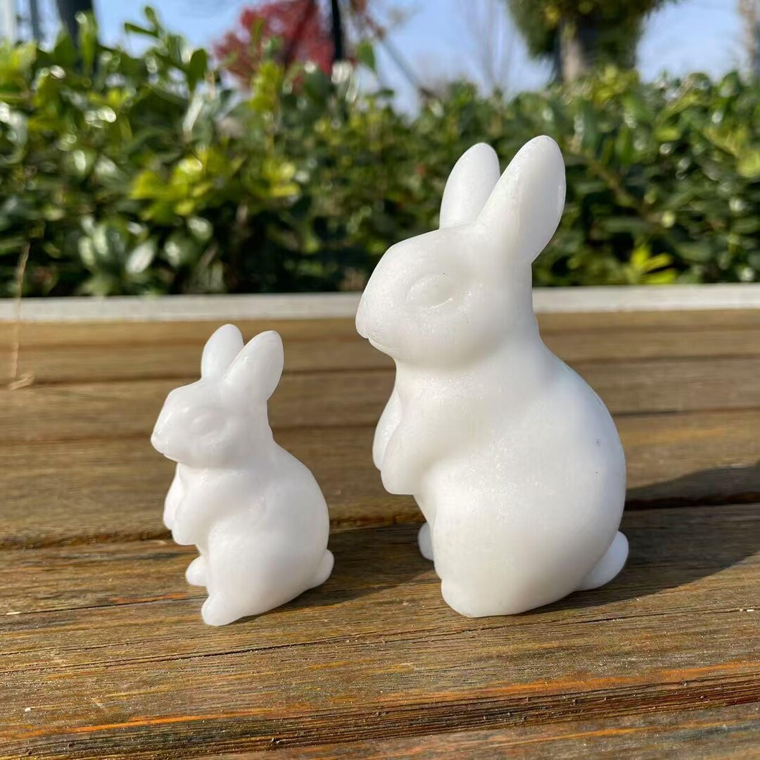 White Jade Rabbit Carving|crystal Animal Bunny Carvings|crystal Bunny ...