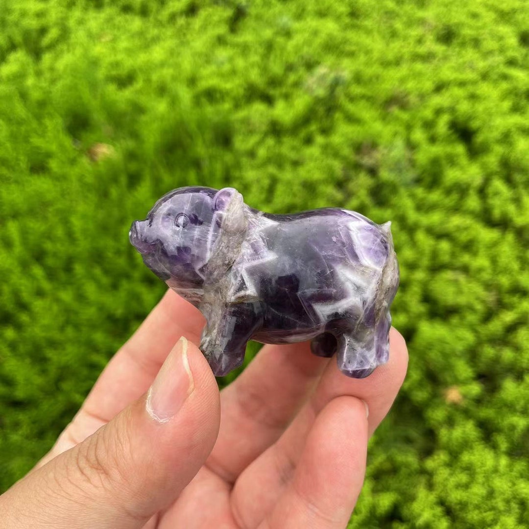 Lovely Dream Amethyst Pig Carving|healing Crystal Carving|crystal ...