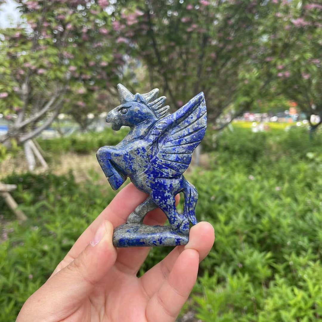 Lapis Lazuli Pegasus Carving | Natural Crystal Animal Carving Healing ...