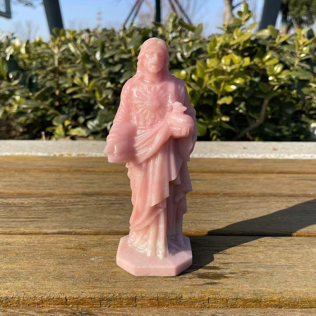 Pink Opal Jesus Statue | 5.8" Crystal Carving, Reiki Healing Gift - Etsy