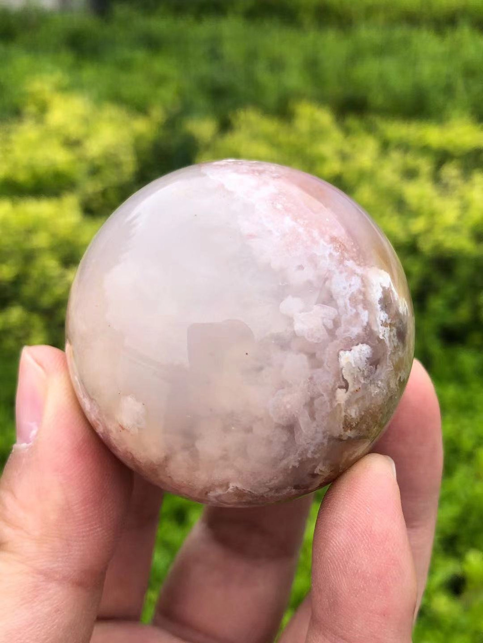 53 Mm Natural Druzy Pink Flower Agate Polished Sphere With - Etsy UK