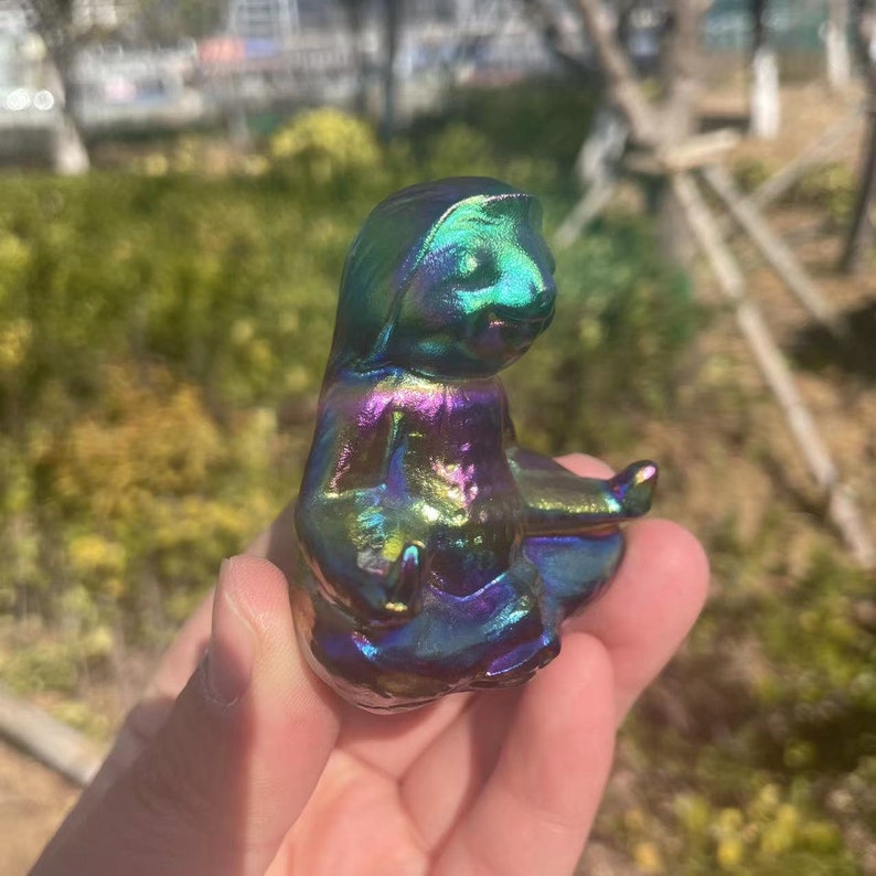 Aura Obsidian Sloth Carving: Crystal Animal Sculpture - Etsy