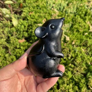 Bigger Black Obsidian Mouse Carving|healing Crystal|stone Mouse Carving ...