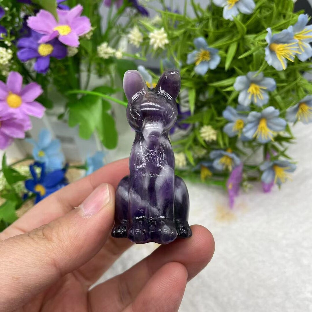 Lovely Dream Amethyst Fox Carving|crystal Healing Carving|crystal ...
