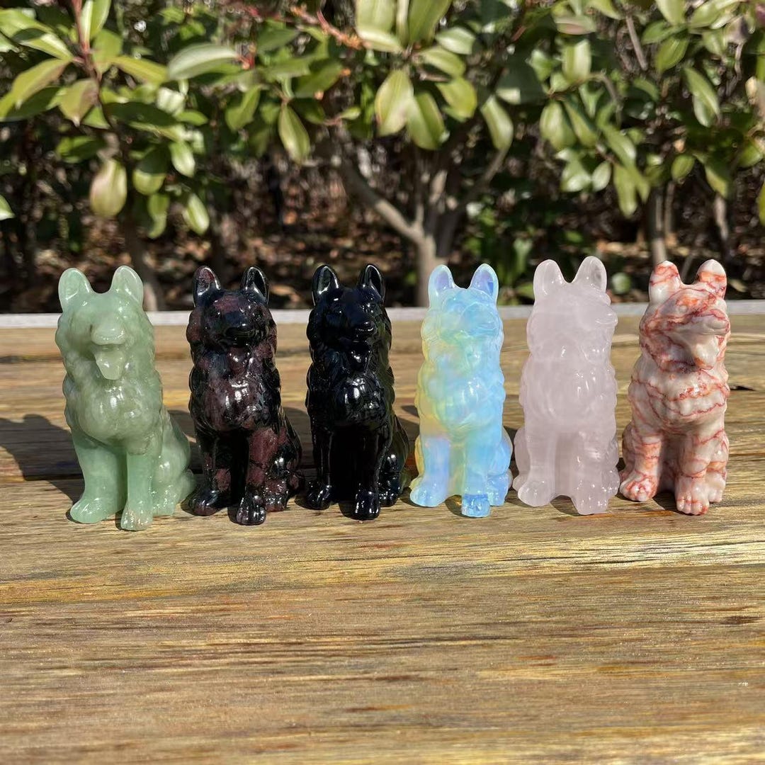 Lovely Crystals Dog Carving|crystal Dog Statue|crystals Animal German ...