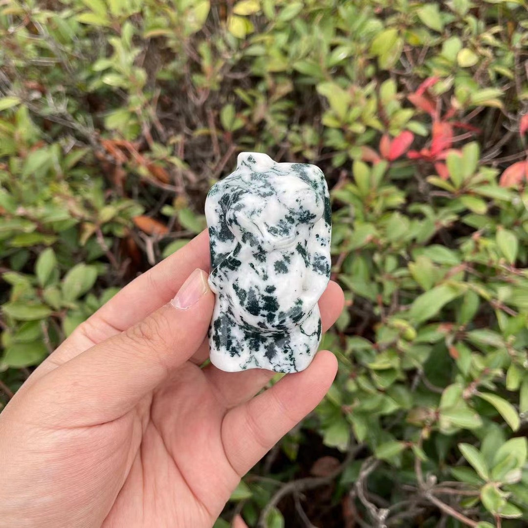 Hand Carved Moss Agate Lady Body Sculpture: Healing Crystal Stone - Etsy